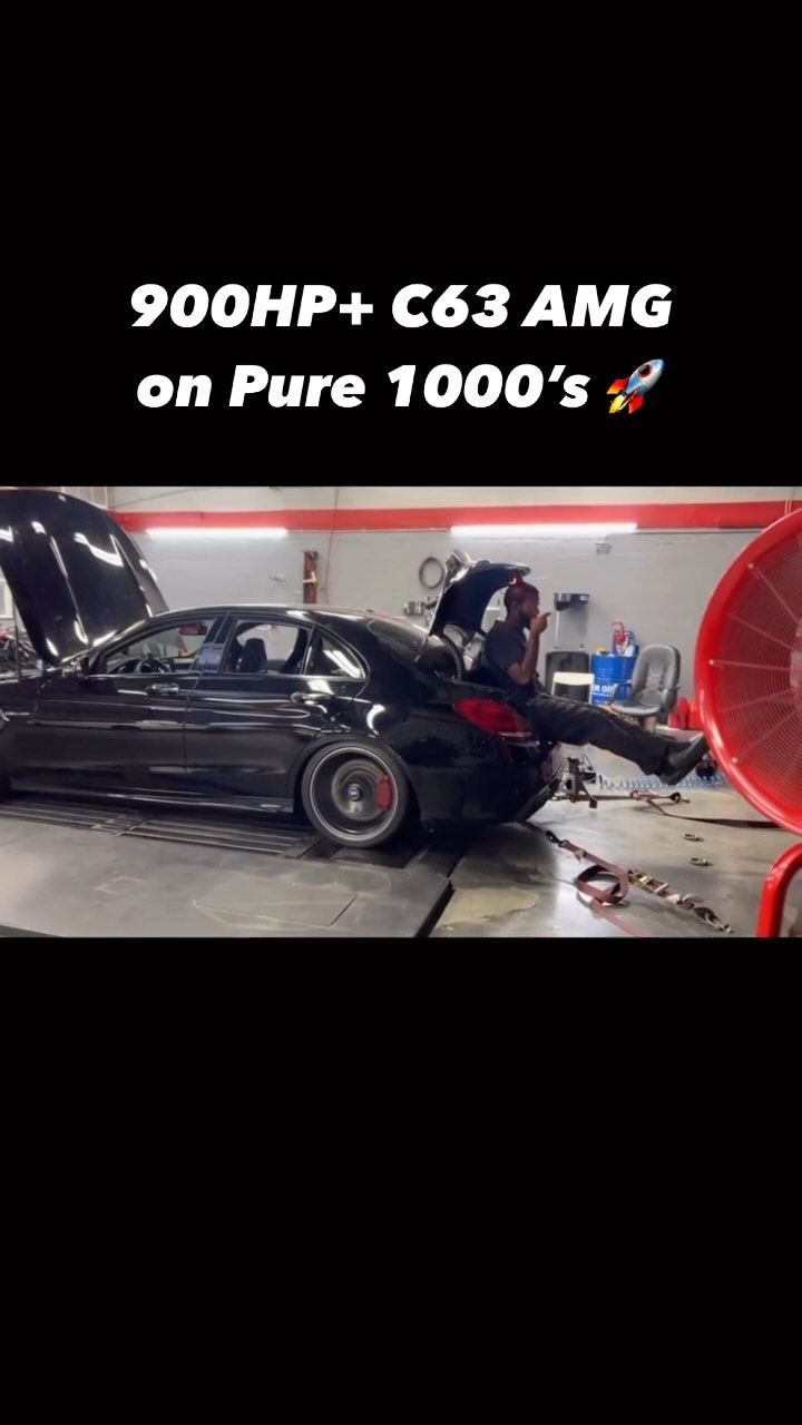 9s 1/4 mile C63 AMG on the dyno prior to it’s record at putting down the number… – Pureturbos